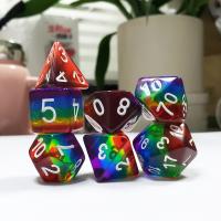 China Rainbow Crystal Resin Boarding Dice Set  dnd dice for sale