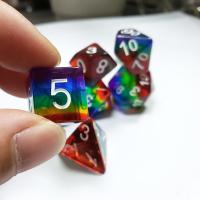 China Rainbow Crystal Resin Boarding Dice Set  dnd dice for sale