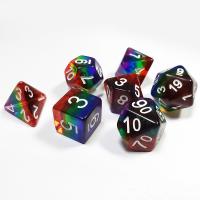 China Rainbow Crystal Resin Boarding Dice Set  dnd dice for sale