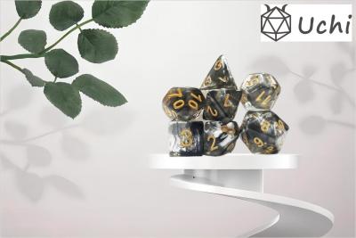 China Black smoke crystal Resin Boarding Dice Set  dnd dice for sale