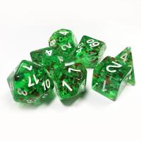 China Sprite green crystal Resin Boarding Dice Set  dnd dice for sale