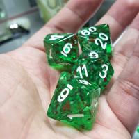 China Sprite green crystal Resin Boarding Dice Set  dnd dice for sale