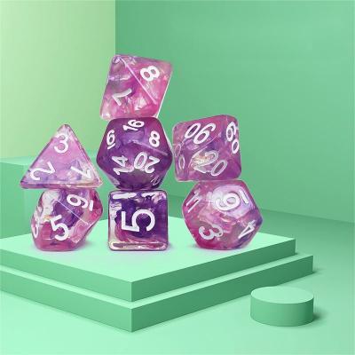 China Colorful pink purple starry sky Resin Boarding Dice Set  dnd dice for sale