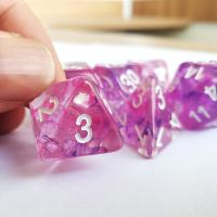 China Colorful pink purple starry sky Resin Boarding Dice Set  dnd dice for sale