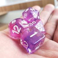 China Colorful pink purple starry sky Resin Boarding Dice Set  dnd dice for sale