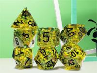 China Yellow flash Resin Boarding Dice Set  dnd dice for sale