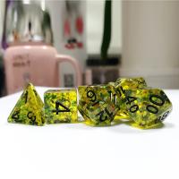 China Yellow flash Resin Boarding Dice Set  dnd dice for sale