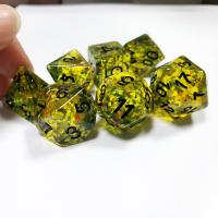 China Yellow flash Resin Boarding Dice Set  dnd dice for sale