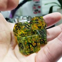 China Yellow flash Resin Boarding Dice Set  dnd dice for sale