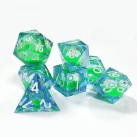 China Green liquid flowing sand Resin multi -noodle tablet game dice set  dnd dice for sale