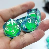 China Green liquid flowing sand Resin multi -noodle tablet game dice set  dnd dice for sale