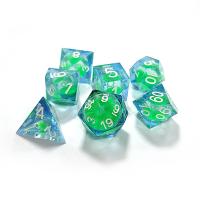 China Green liquid flowing sand Resin multi -noodle tablet game dice set  dnd dice for sale