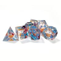China Khaki liquid flow sand Resin multi -noodle tablet game dice set  dnd dice for sale