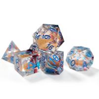 China Khaki liquid flow sand Resin multi -noodle tablet game dice set  dnd dice for sale