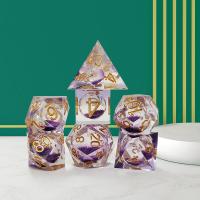 China Purple flowing sand Resin multi -noodle tablet game dice set  dnd dice for sale