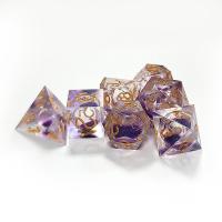 China Purple flowing sand Resin multi -noodle tablet game dice set  dnd dice for sale