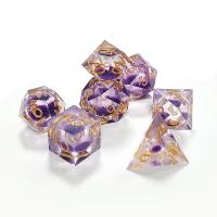 China Purple flowing sand Resin multi -noodle tablet game dice set  dnd dice for sale