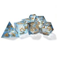 China White flow sand ​ Resin multi -noodle tablet game dice set  dnd dice for sale