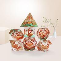 China Orange Flowing Sand​ Resin Gaming Dice Multi Noodle Tablet Game Dice Set for sale