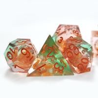 China Orange Flowing Sand​ Resin Gaming Dice Multi Noodle Tablet Game Dice Set for sale