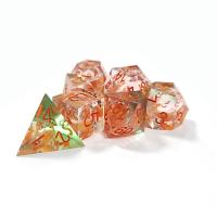 China Orange Flowing Sand​ Resin Gaming Dice Multi Noodle Tablet Game Dice Set for sale
