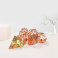 China Orange Flowing Sand​ Resin Gaming Dice Multi Noodle Tablet Game Dice Set for sale