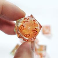 China Orange Flowing Sand​ Resin Gaming Dice Multi Noodle Tablet Game Dice Set for sale