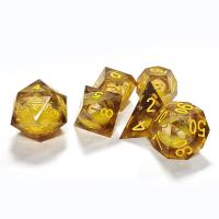 China Yellow Flow Sand Resin Polyhedral Dice Handcraft 7PCS for sale