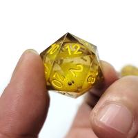 China Yellow Flow Sand Resin Polyhedral Dice Handcraft 7PCS for sale