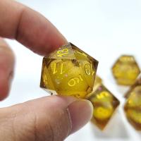China Yellow Flow Sand Resin Polyhedral Dice Handcraft 7PCS for sale
