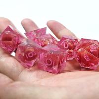 China Flowing Sand Rouge Red Crystal Resin Polyhedral Dice For Lucky Activities for sale