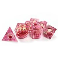 China Flowing Sand Rouge Red Crystal Resin Polyhedral Dice For Lucky Activities for sale