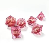 China Flowing Sand Rouge Red Crystal Resin Polyhedral Dice For Lucky Activities for sale