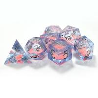 China Pink Flow Sand Blue Crystal Resin Dice Multi Sided Handmade for sale