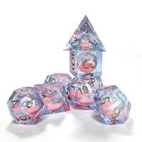 China Pink Flow Sand Blue Crystal Resin Dice Multi Sided Handmade for sale