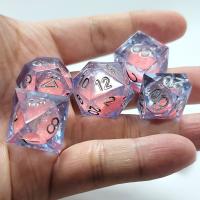 China Pink Flow Sand Blue Crystal Resin Dice Multi Sided Handmade for sale