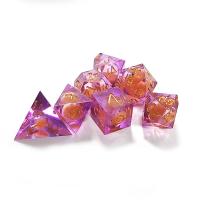 China Orange Flowing Sand Purple Crystal Resin Polyhedral Dice Multi  Noodle Tablet Game Dice Set for sale