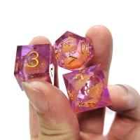 China Orange Flowing Sand Purple Crystal Resin Polyhedral Dice Multi  Noodle Tablet Game Dice Set for sale