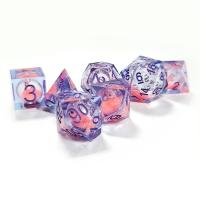 China Pink Liquid Flowing Sand Resin Polyhedral Dice Multi - Noodle Tablet Game Dice Set for sale