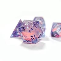 China Pink Liquid Flowing Sand Resin Polyhedral Dice Multi - Noodle Tablet Game Dice Set for sale