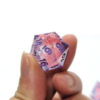 China Pink Liquid Flowing Sand Resin Polyhedral Dice Multi - Noodle Tablet Game Dice Set for sale