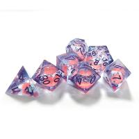 China Pink Liquid Flowing Sand Resin Polyhedral Dice Multi - Noodle Tablet Game Dice Set for sale