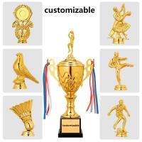 China Customized Metal Trophy Cup 32cm Hight Tear Resistant for sale