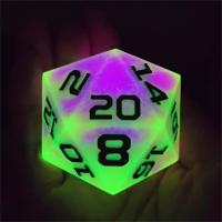 China Single 20 Sided Glowing Resin Game Dice DND COC TRPG for sale