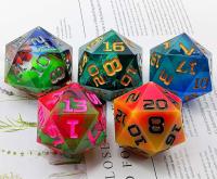 China Single 20 Sided Glowing Resin Game Dice DND COC TRPG for sale