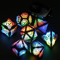 China Plastic LED Luminous Dice Rechargeable Football Table Game Multi Faced Dice Set for sale