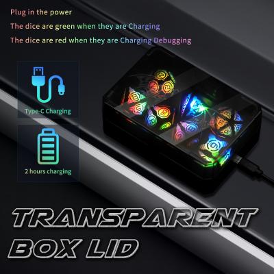 China Plastic LED Luminous Dice Rechargeable Football Table Game Multi Faced Dice Set for sale