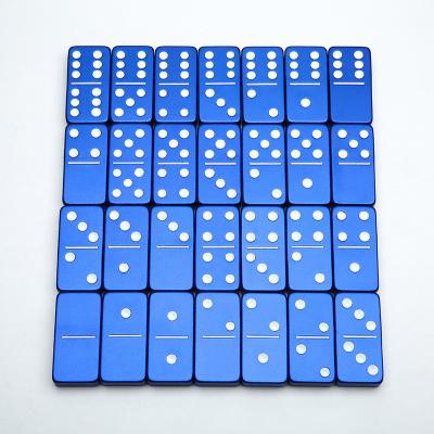 China Double 6 Six Metal Domino Set With 28 Giant Aluminum Alloy Domino Blocks Laser Printed Desktop Game“Pai Jiu” for sale