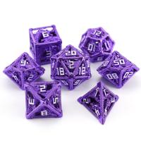 China Metal hollow dice set polygonal dragon DND dung dungeon and dragon dice 7 dice for sale