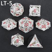 China Metal hollow dice set polygonal dragon DND dung dungeon and dragon dice 7 dice for sale